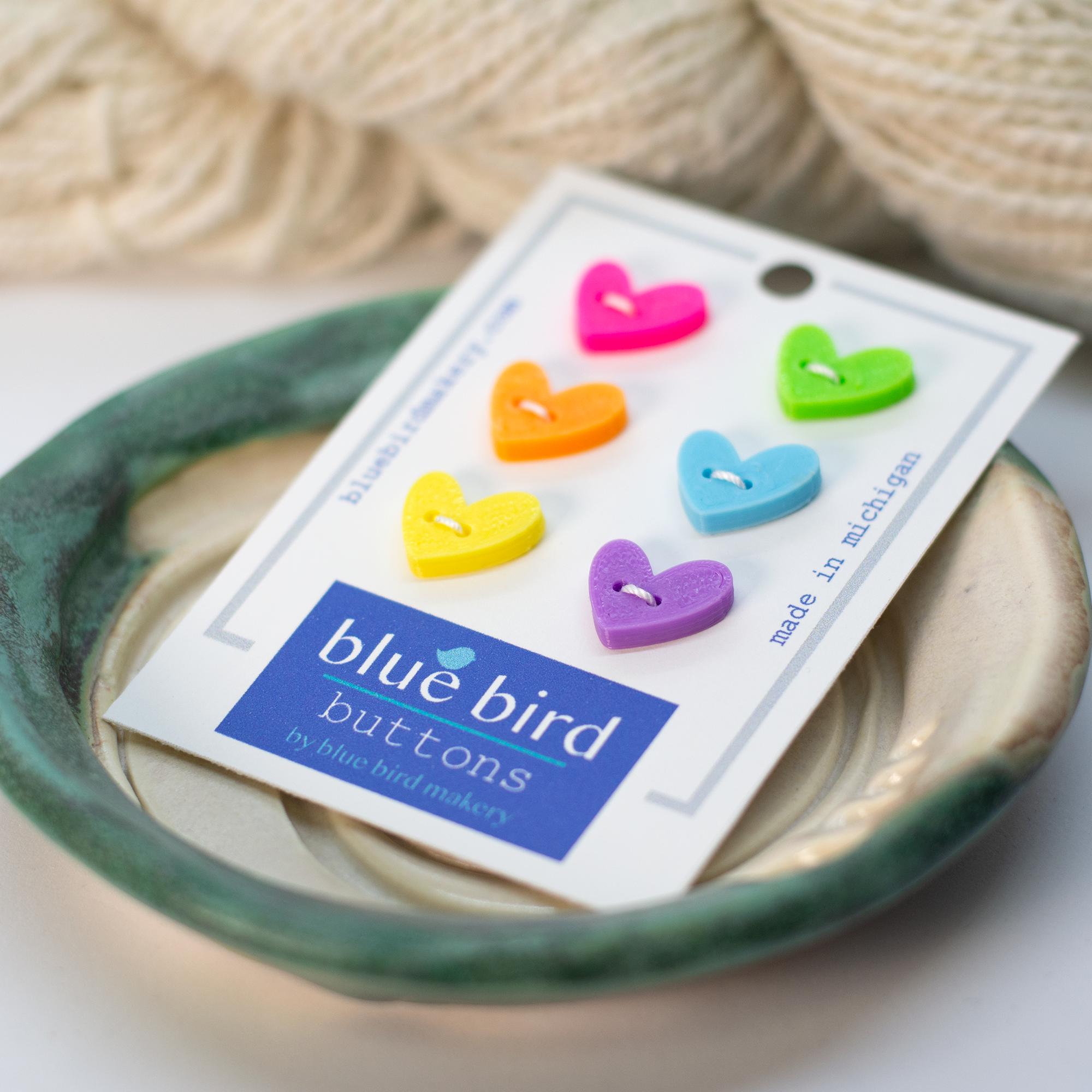 12mm Neon Rainbow Heart Buttons – gather here online