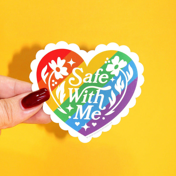 "Safe With Me" Rainbow LGBTQ Ally Sticker – gather here online