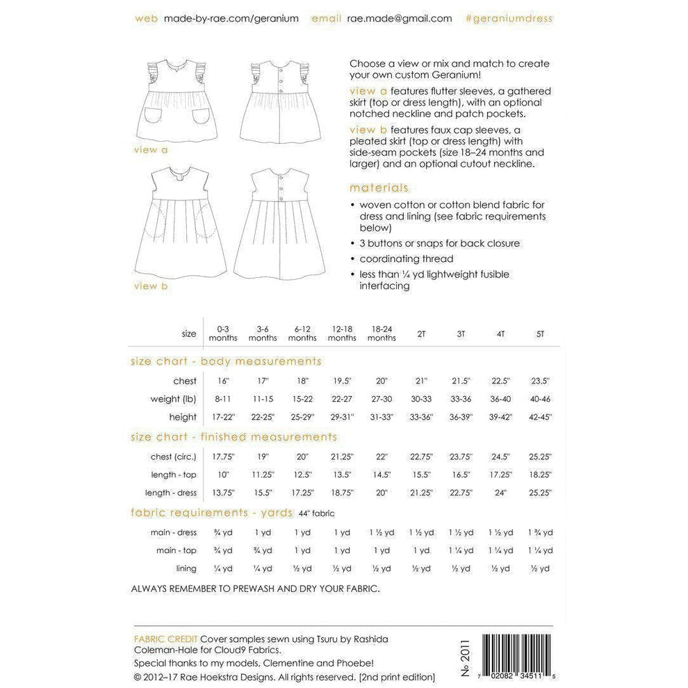 Geranium Dress Pattern 0-5T – gather here online